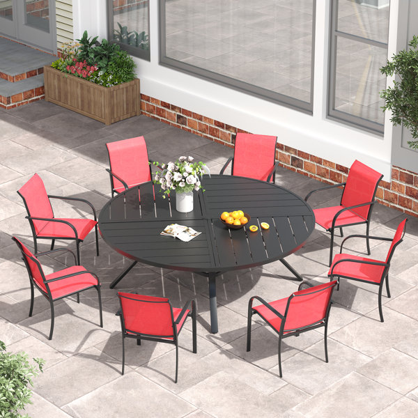 Red Barrel Studio® Round Patio Dining Set with 60" Metal Dining Table ...