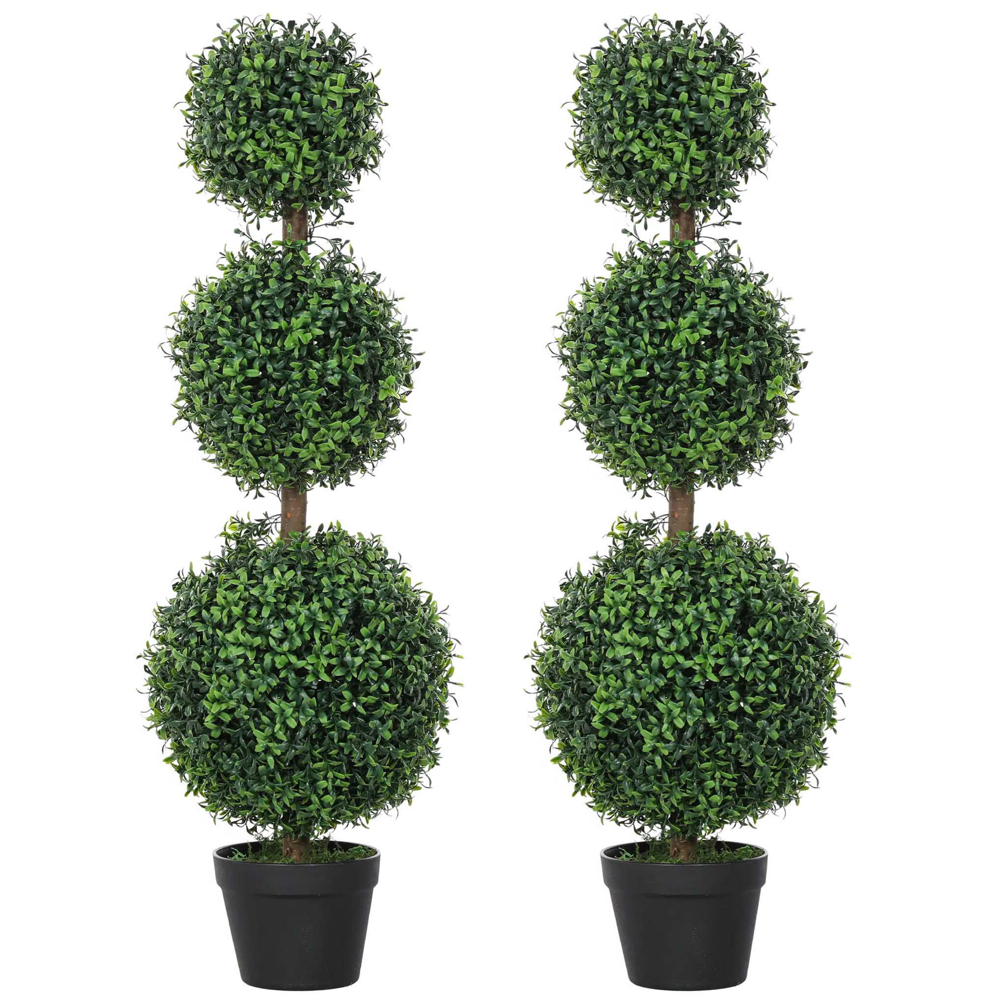 Latitude Run® Set Of 2 Artificial Ball Boxwood Topiary Trees | Wayfair