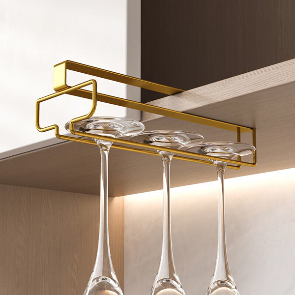 Mercer41 Luxury No-Drill Hanging Wine Glass Rack, Upside-Down Stemware ...