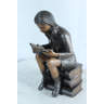 Red Barrel Studio® Bronze Girl Reading Statue on Book Stack Library ...