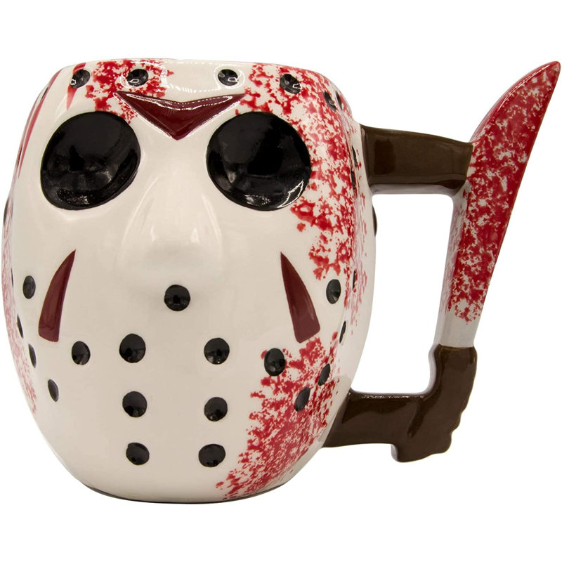 Silver Buffalo Friday The 13Th Jason Mask W/ Knife 20Oz Ceramic 3D ...