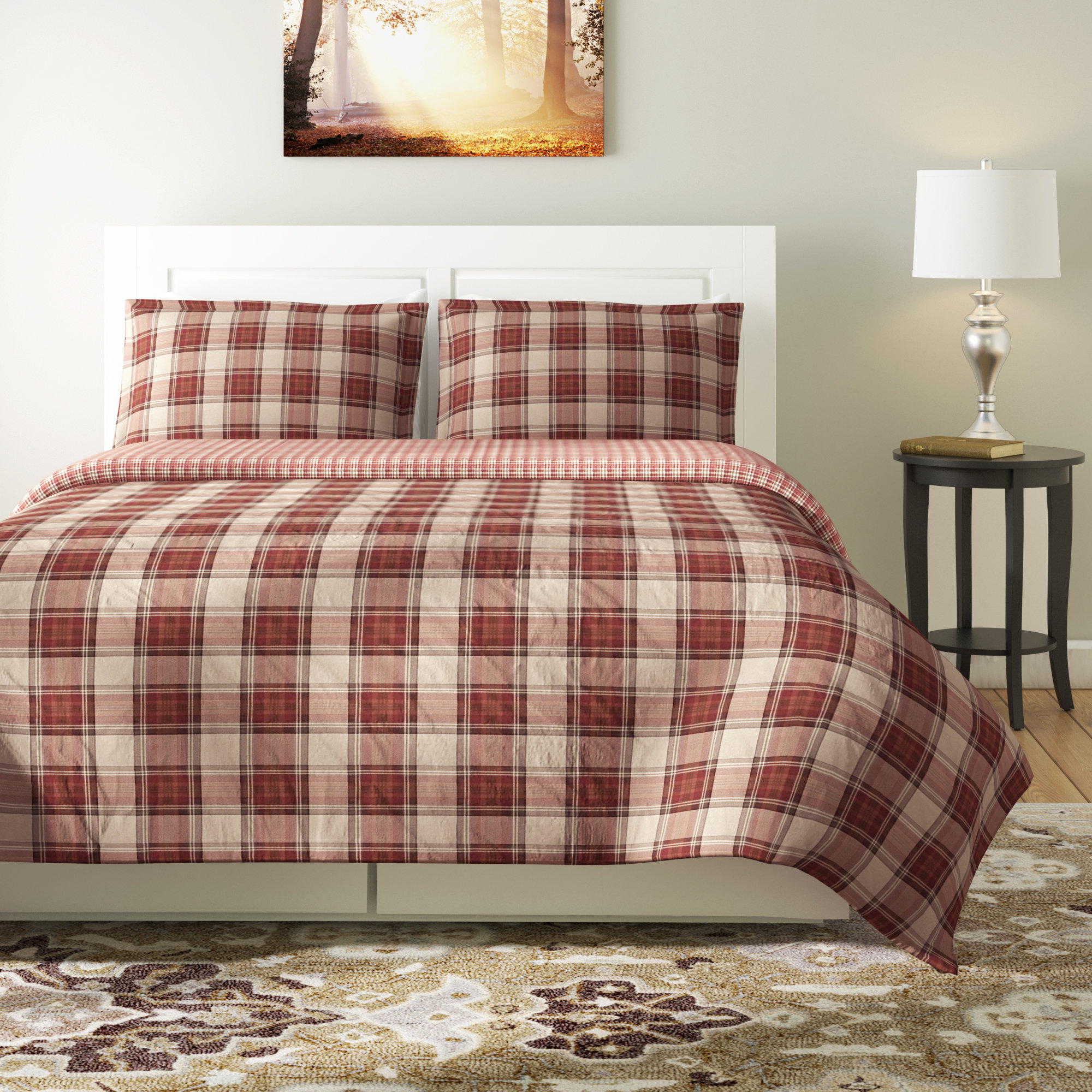 Eddie Bauer Edgewood Plaid Down Alt Reversible Red Comforter Set ...