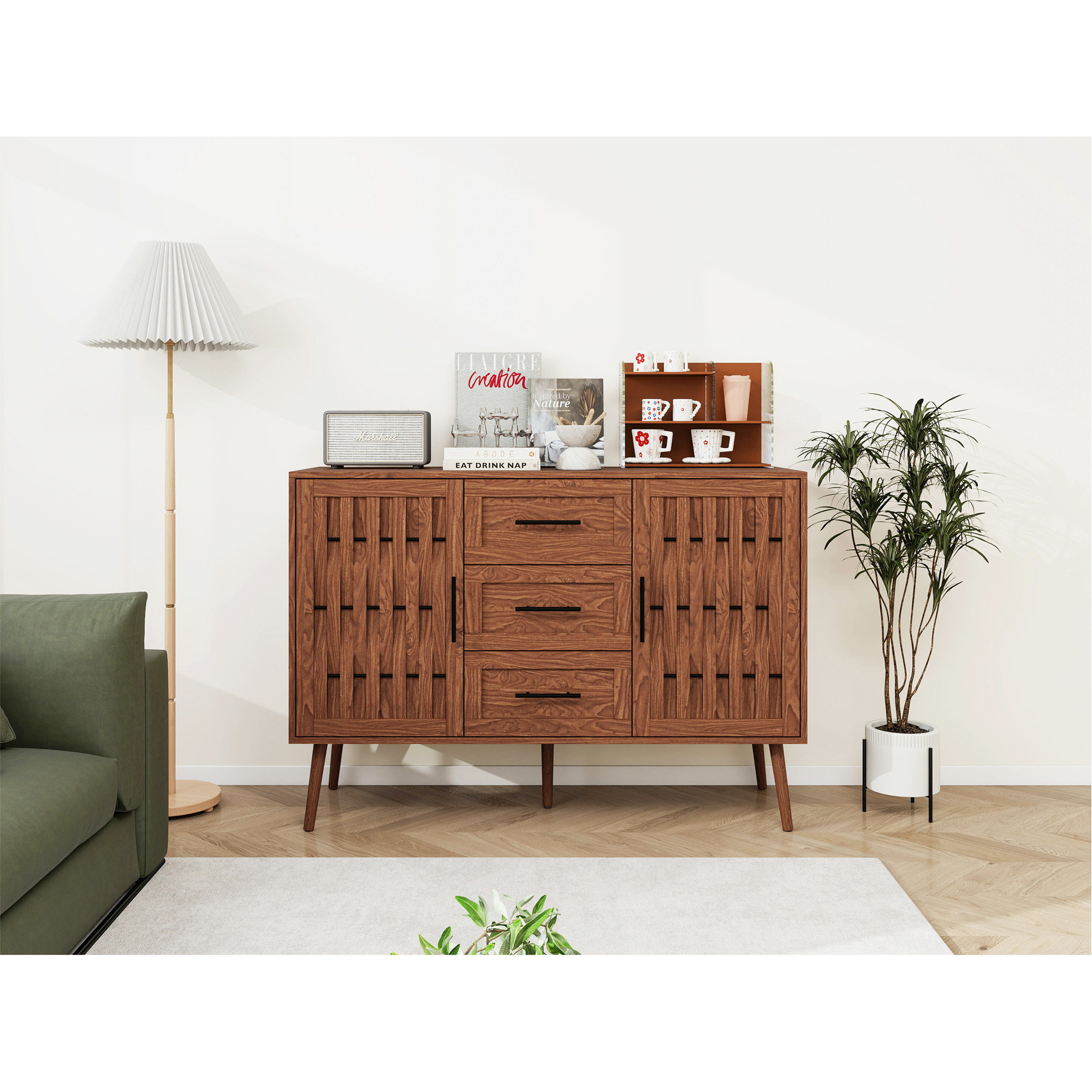 Latitude Run® Stylish And Functional 2 Door 3 Drawer Cabinet For ...