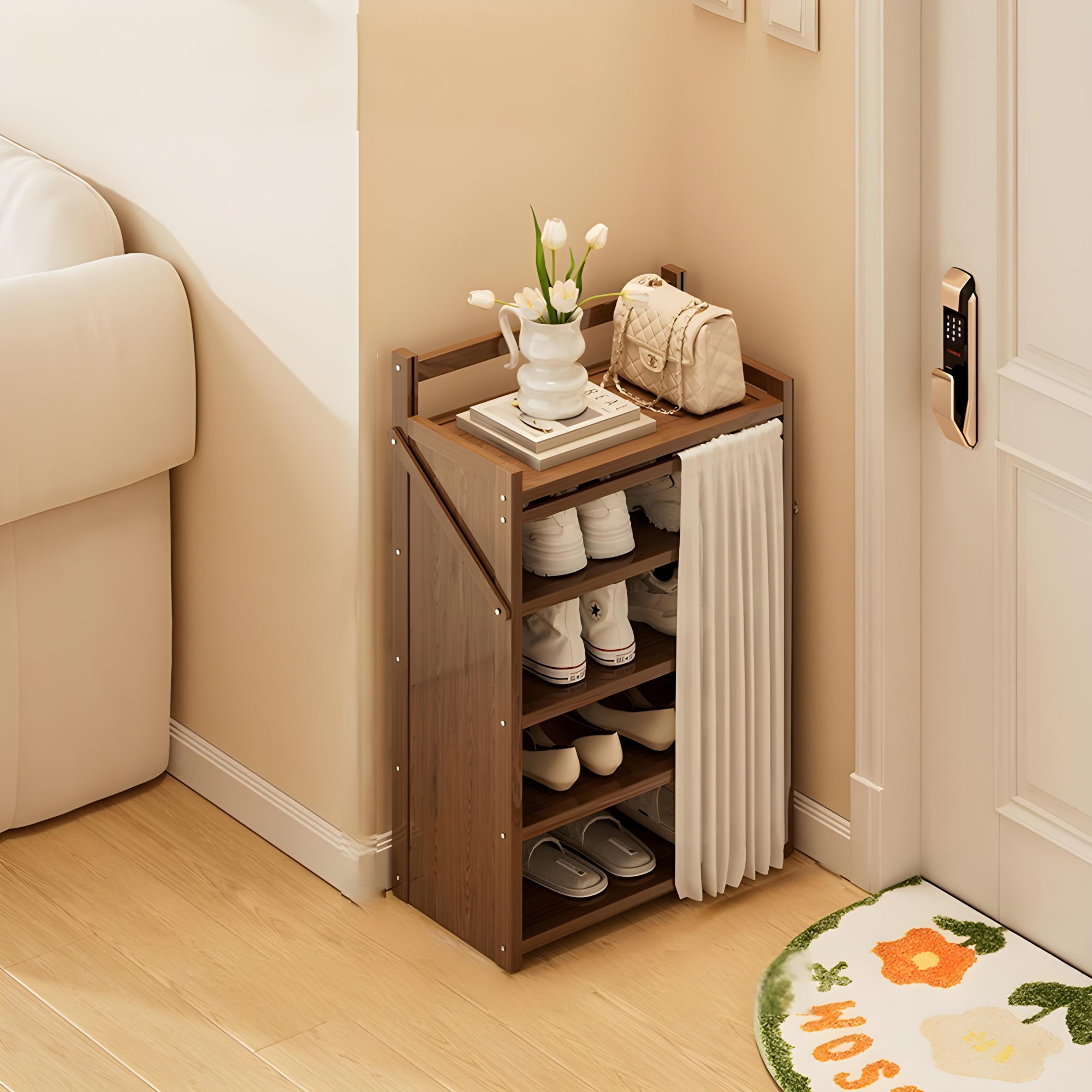 Gracie Oaks Multi Layer Folding Bamboo Shoe Rack - Space Saving ...