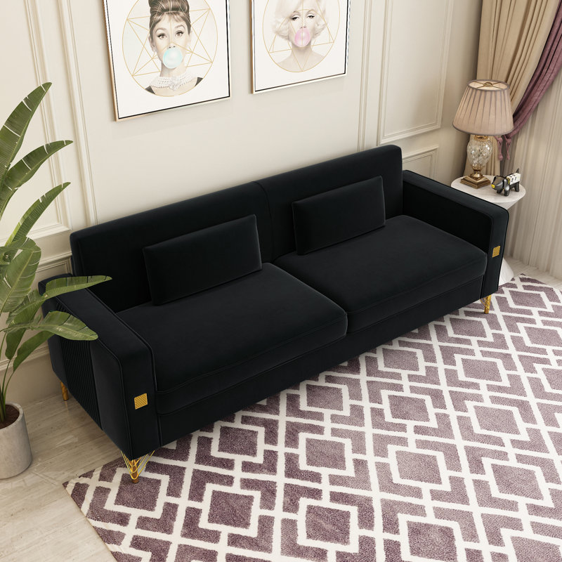 Mercer41 Deondry 85.63" Velvet Square Arm Sofa & Reviews | Wayfair
