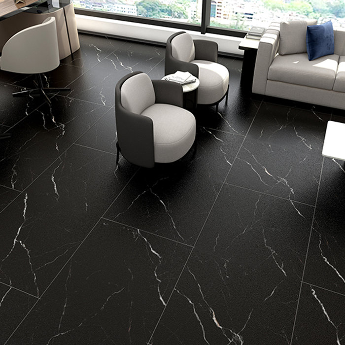 Qube Tiles Onda Black 12" x 24" Marble Look Textured Matte Porcelain ...