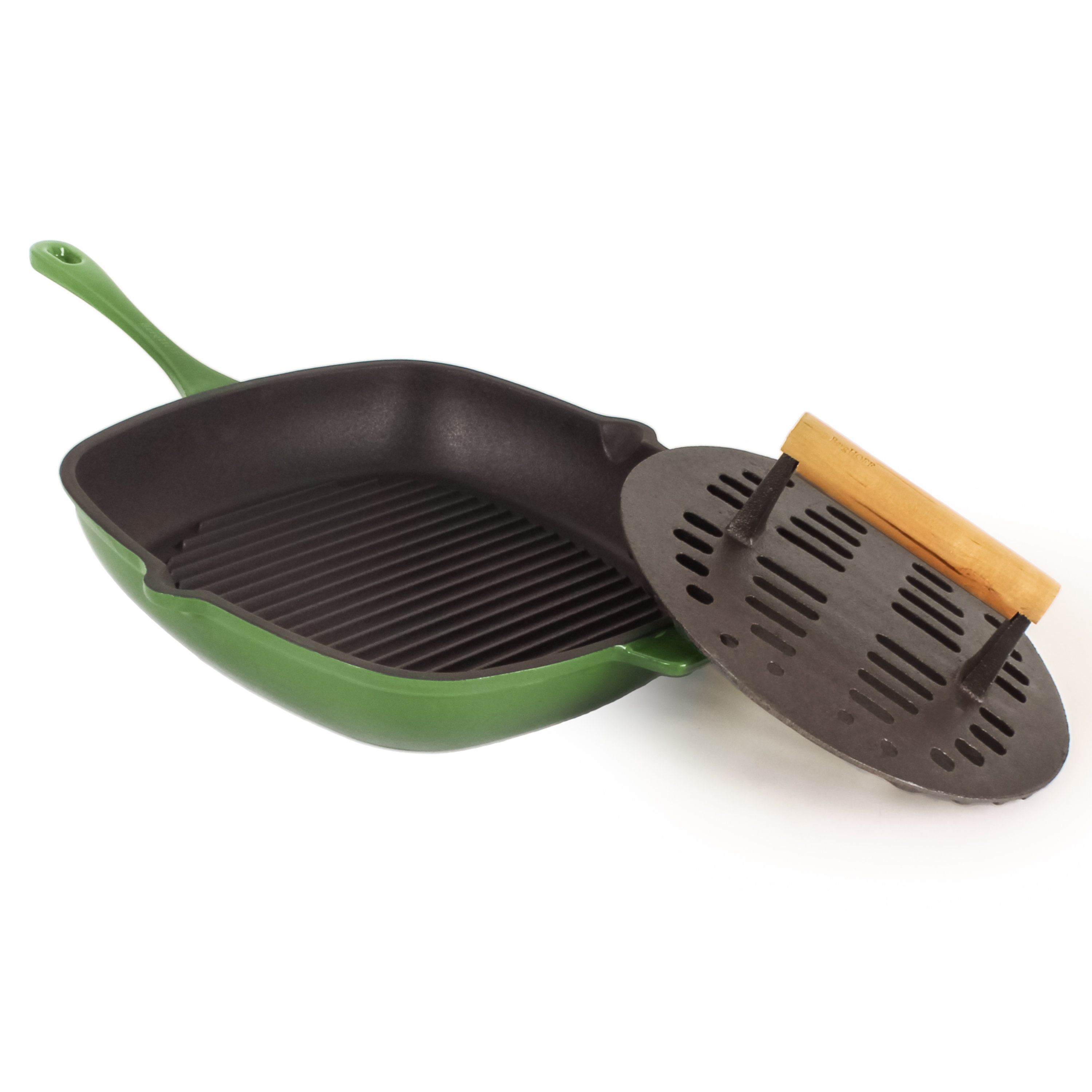 BergHOFF Neo 2Pc Cast Iron Set: 11" Grill Pan & With Slotted Steak ...