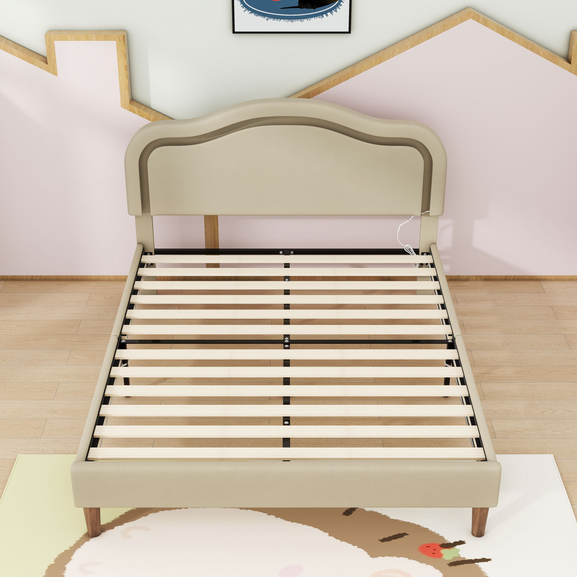 Wrought Studio™ Velvet Upholstered Platform Bed with Adjustable ...