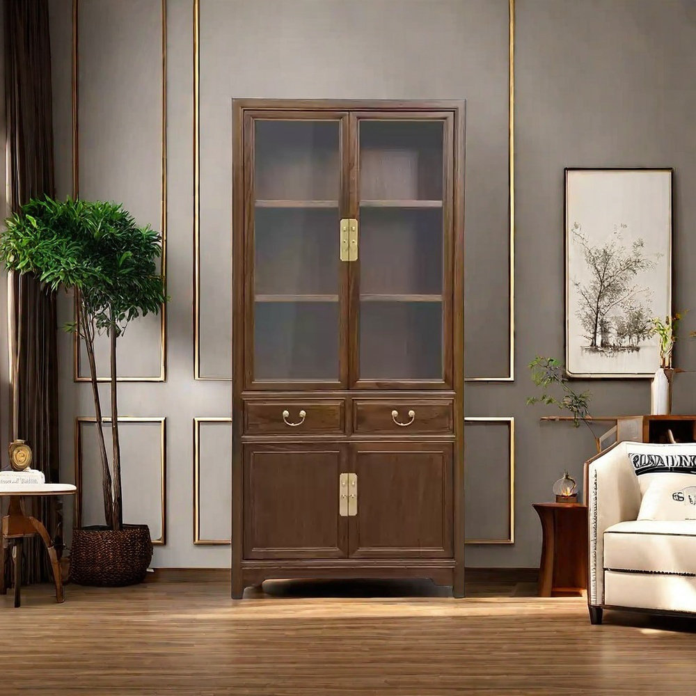 Parttlion Chinese style bookcase glass locker | Wayfair