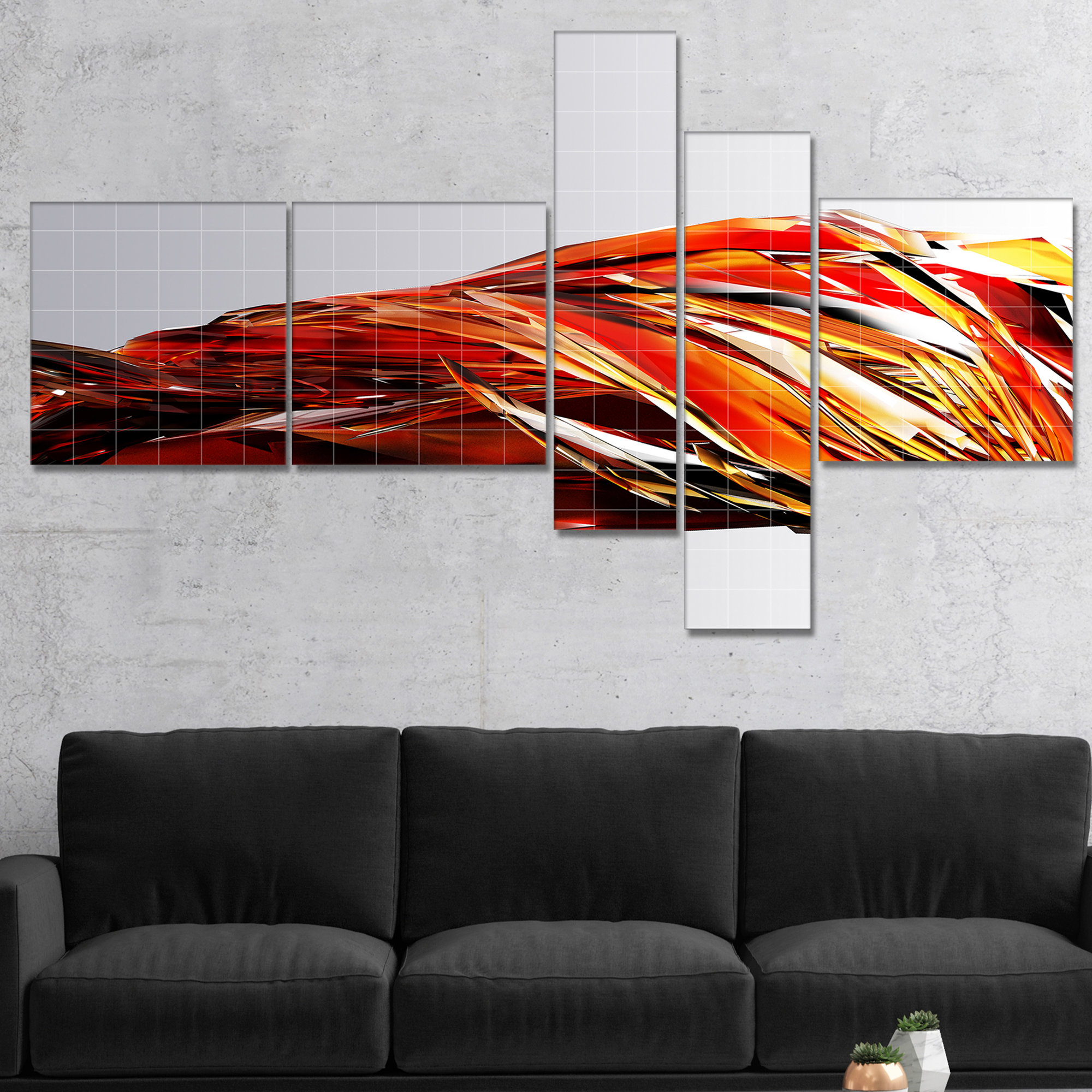 East Urban Home 'Red Faceted Crystal Texture' Graphic Art Print Multi ...