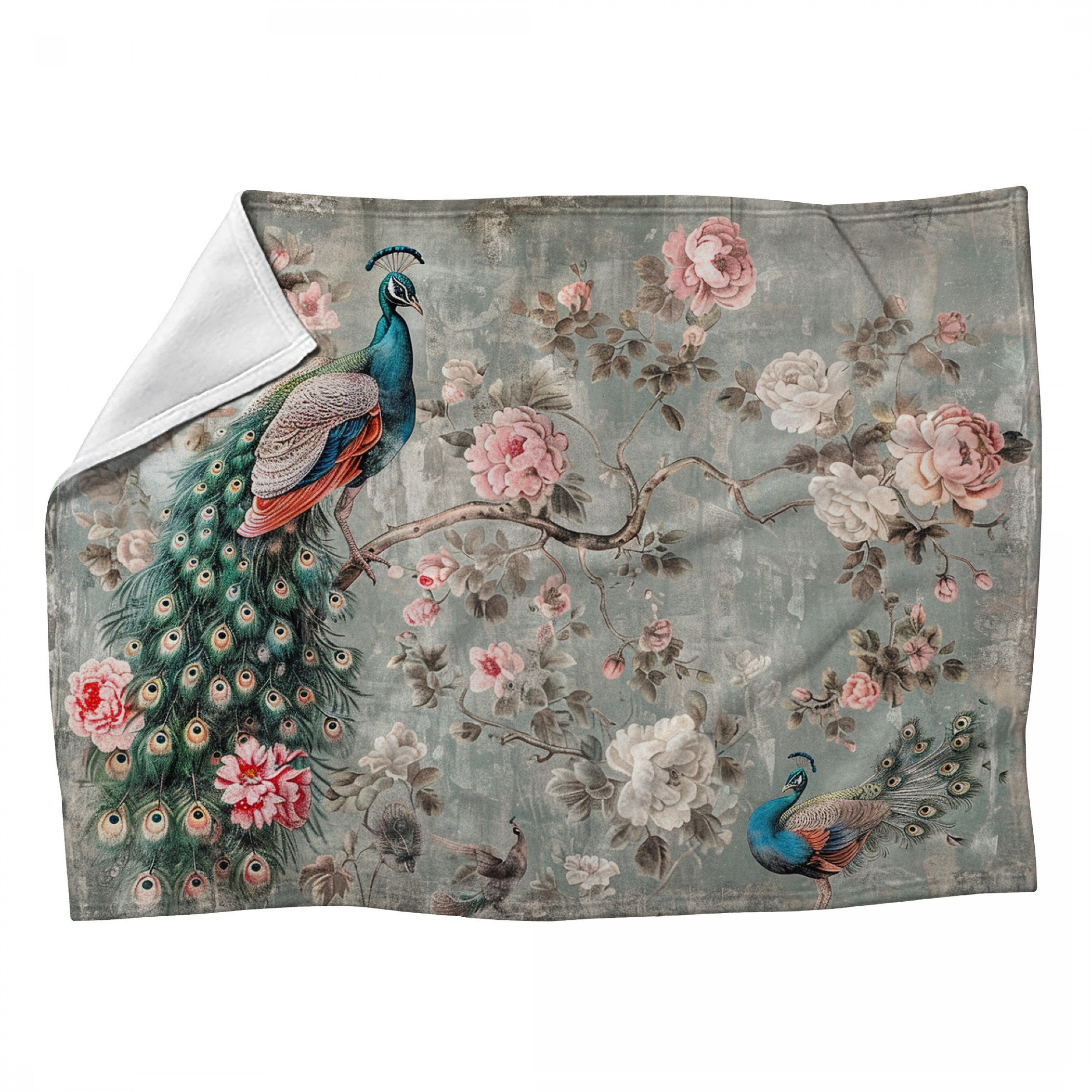 VisionDecor Peacock Fleece Throw Blanket - Bird Throws for Sofas or ...