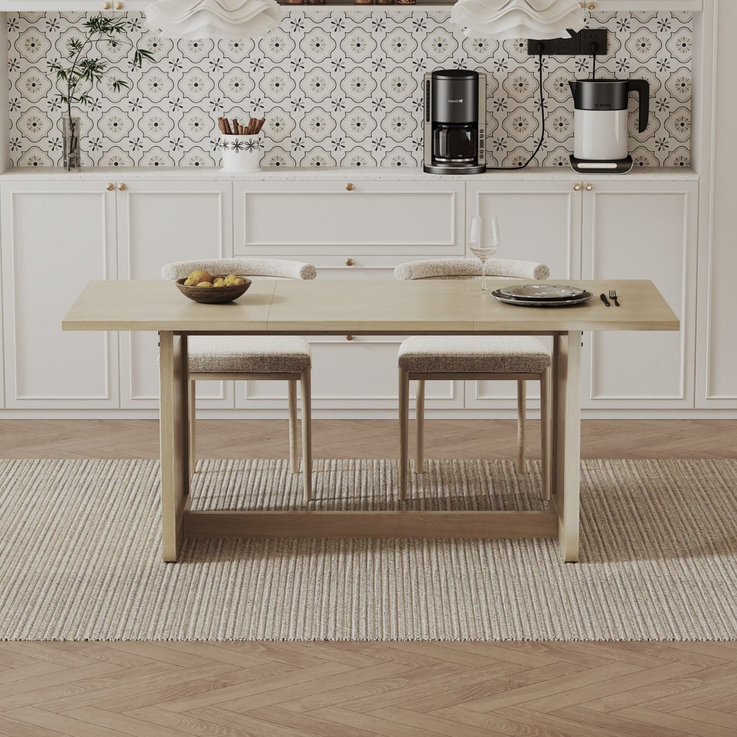 Ebern Designs 70.8" Large Kitchen Dining Room Table for 6-8, Modern ...