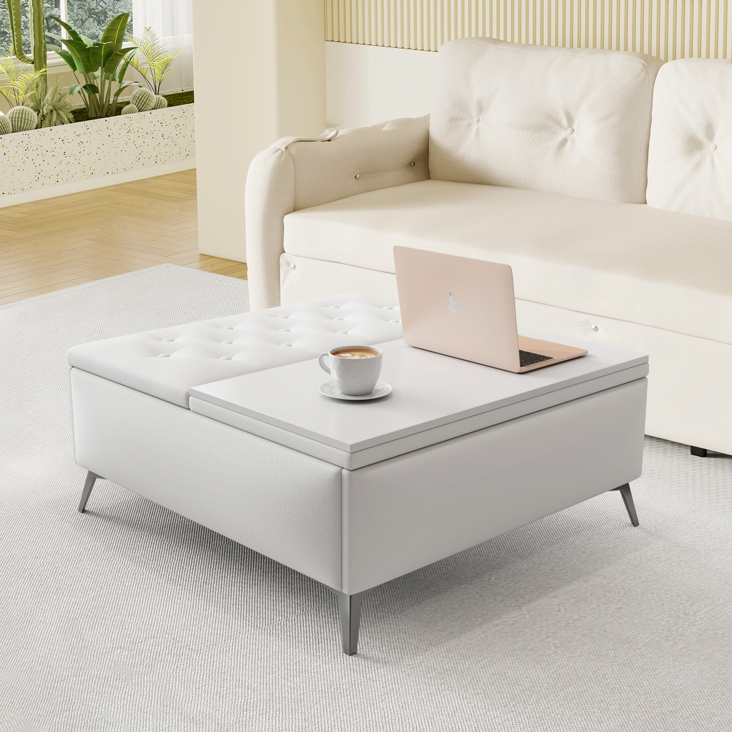 Ivy Bronx 35 Inch Wide Square Storage Benches Coffee Table | Wayfair