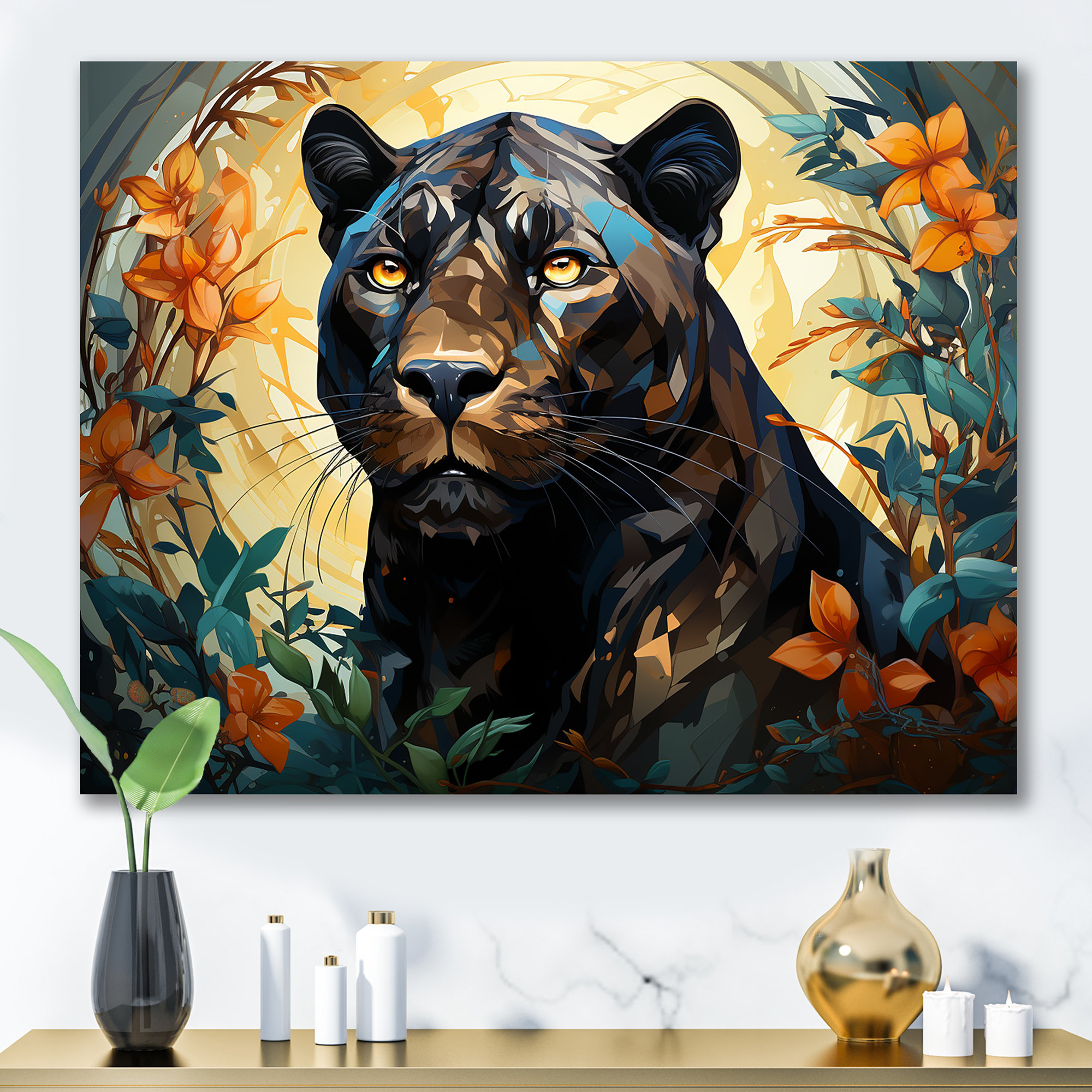 Design Art Classic Panther Graceful Night Hunter Portrait I On Canvas ...