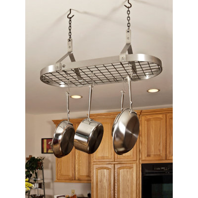 Enclume Handcrafted Carnival Rectangle Ceiling Pot Rack with 18 Hooks ...