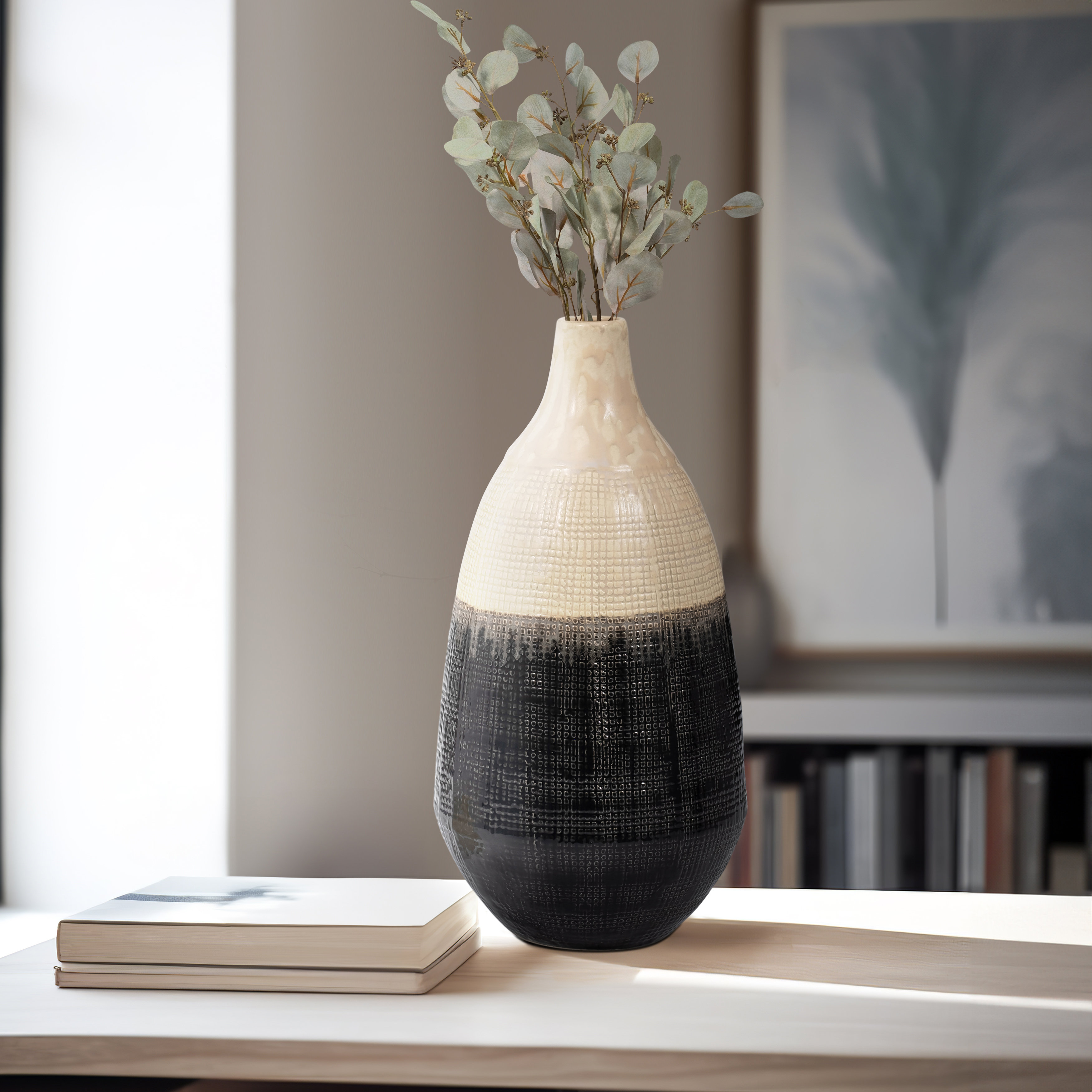 Ivy Bronx Elegant Two-Tone Ceramic Jar with Lid for Home Decor ...