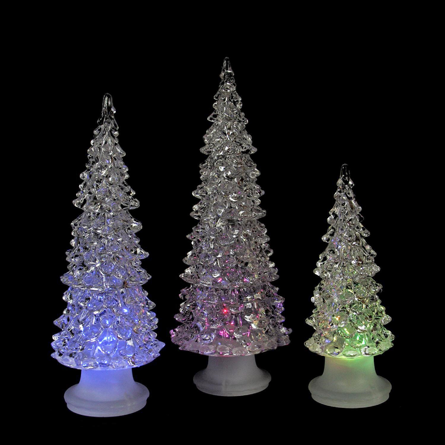 Northlight Seasonal Set Of 3 Color Changing Led Lighted Christmas Trees ...