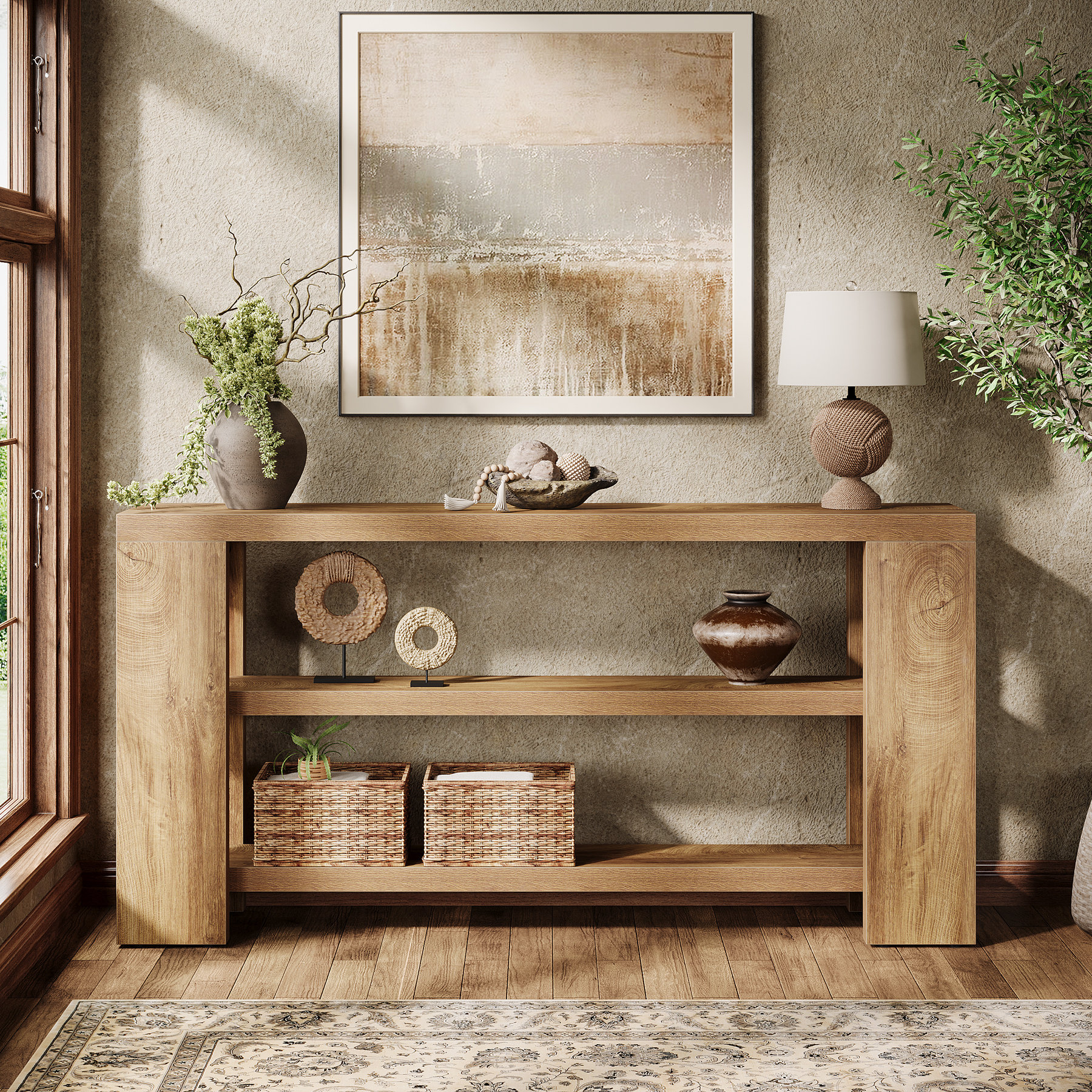 Millwood Pines 70.9-Inch Long Console Table with Storage, Farmhouse ...
