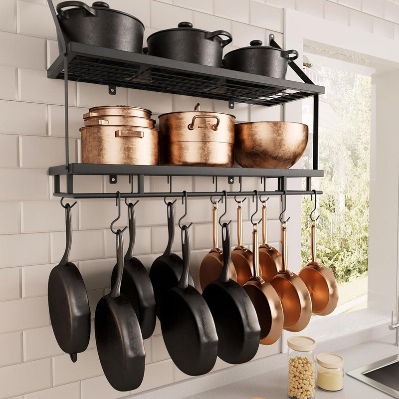 Prep & Savour 30-Inch Kitchen Pot Rack - Mounted Hanging Rack for ...