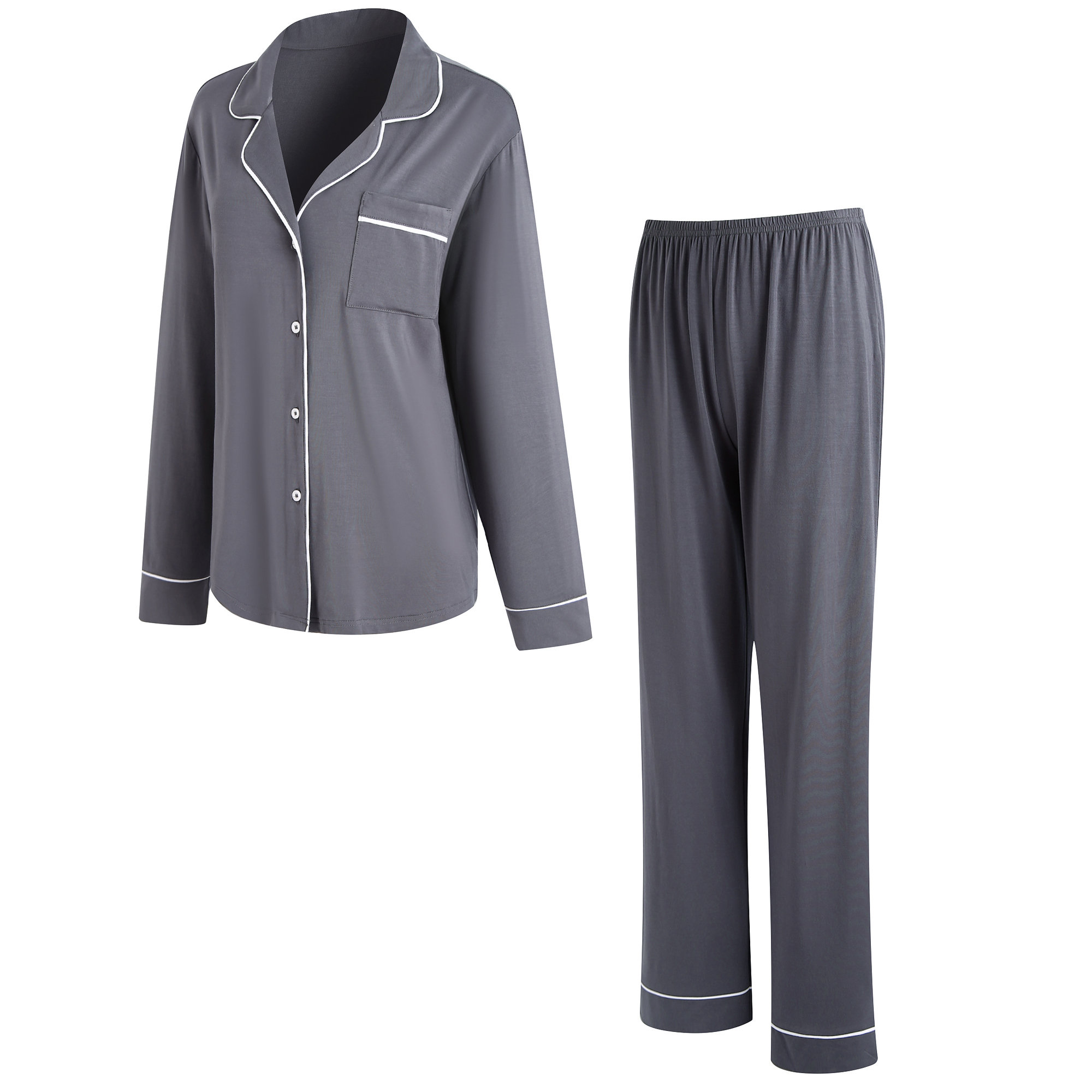 Alwyn Home Andrina Womens Pyjama Set Button Down Sleepwear Long Sleeve ...