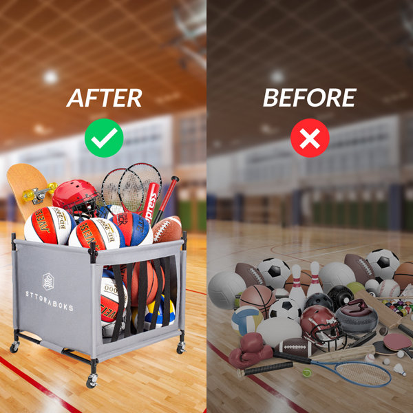 Sttoraboks Freestanding Sports Rack, Sports Ball Storage Cart with ...