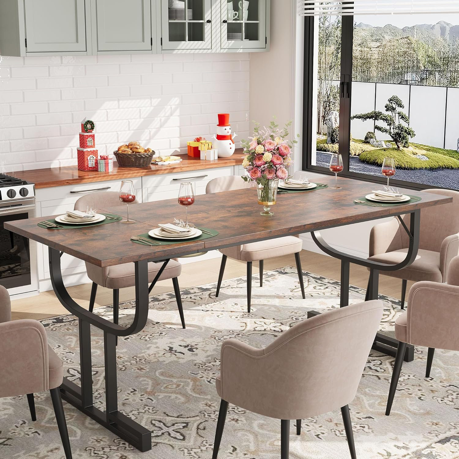 17 Stories 71 Inch Large Rectangular Dining Table for 4-6 People ...