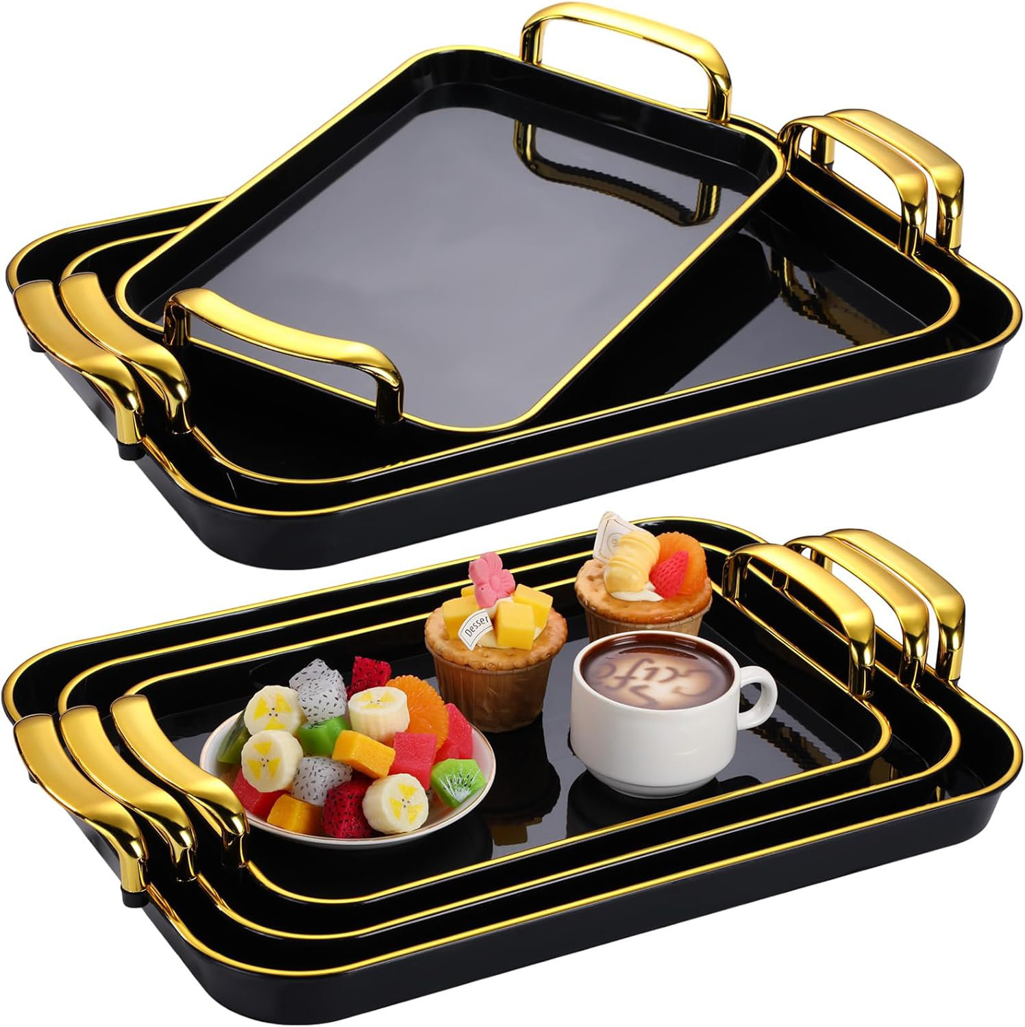 Mercer41 Set Of 6 Serving Platters With Handles, Large Rectangular ...