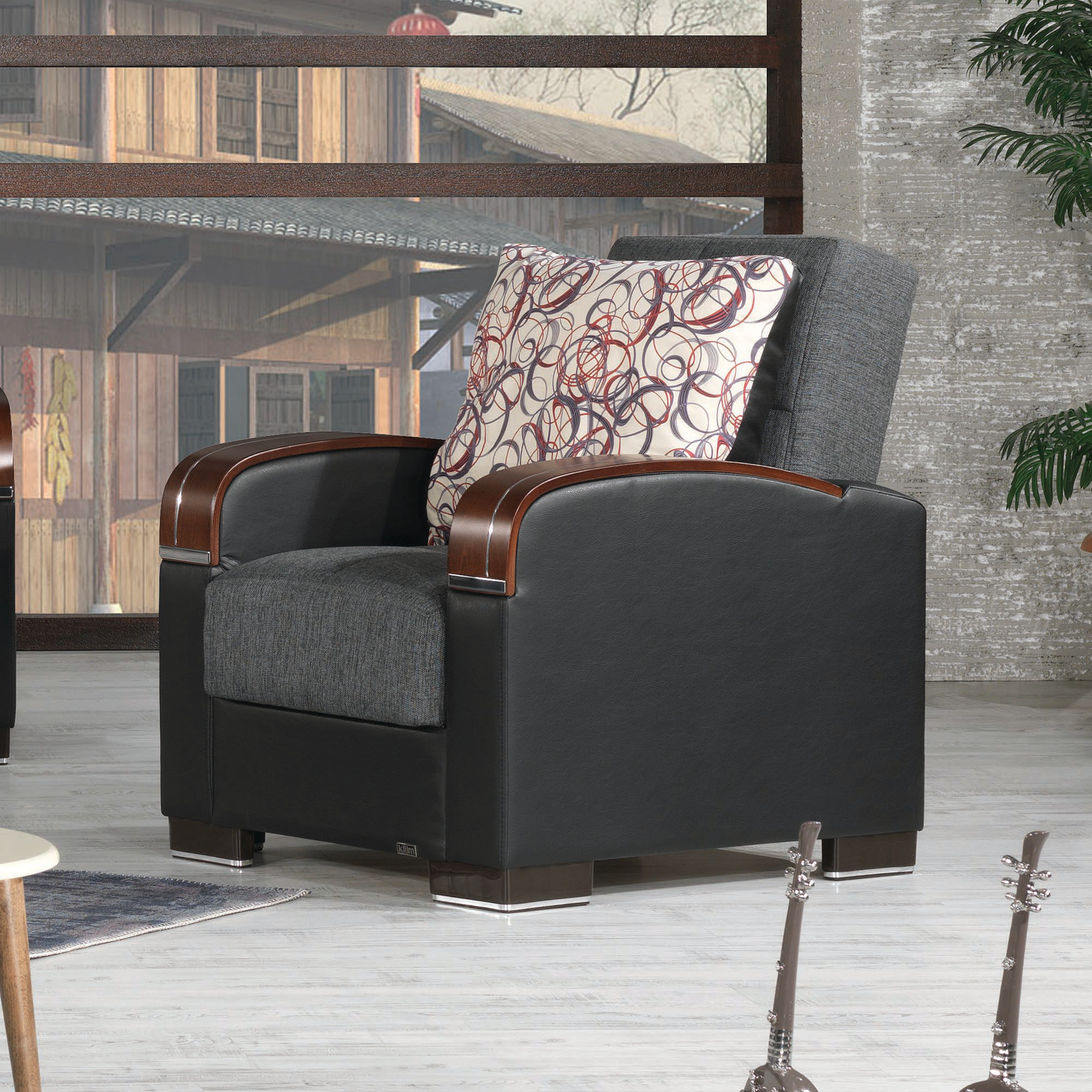Hokku Designs Upholstered Convertible Armchair with Storage - Wayfair ...