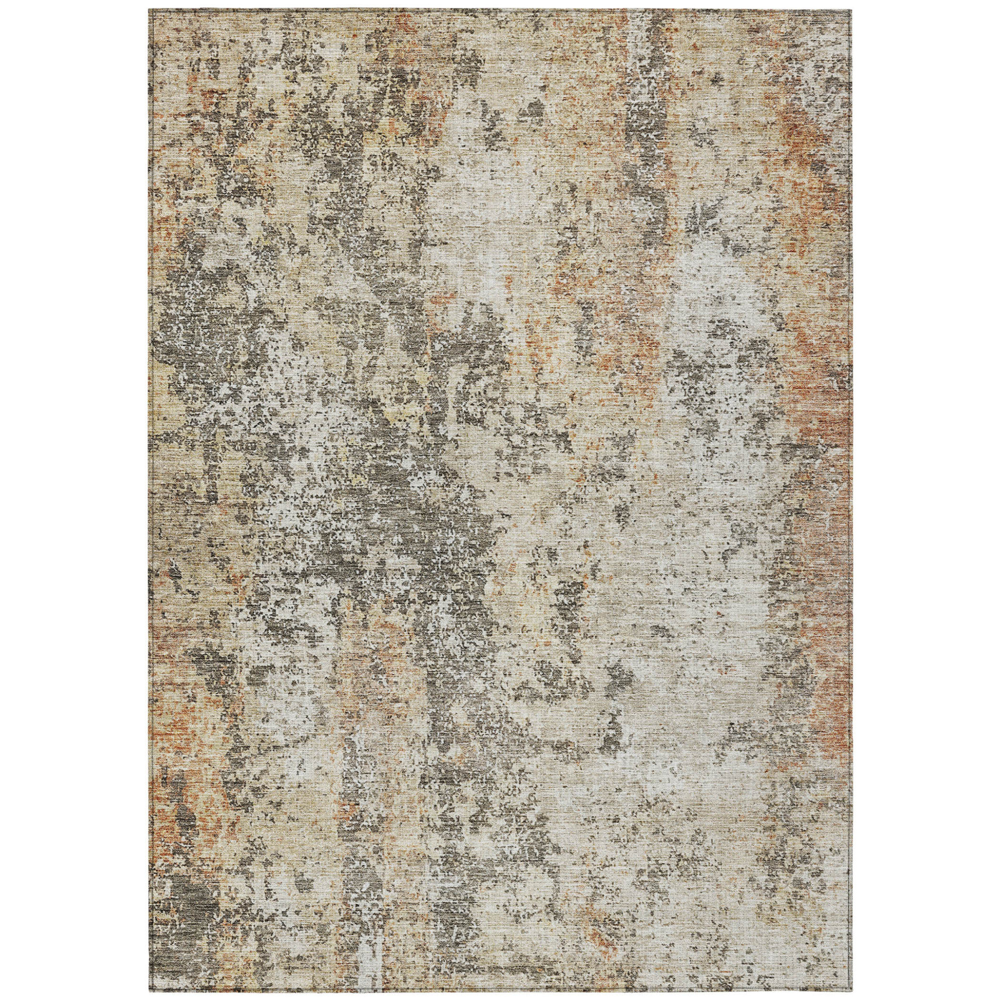 HomeRoots 5' X 8' Terra Cotta Beige And Dark Gray Abstract Washable ...