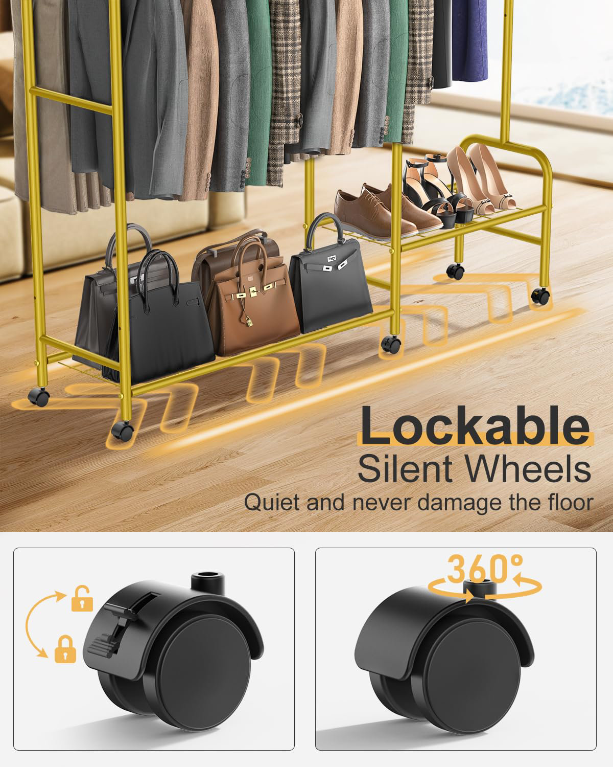 MASMIO 3-In-1 Portable Garment Racks with Lockable Wheels | Wayfair