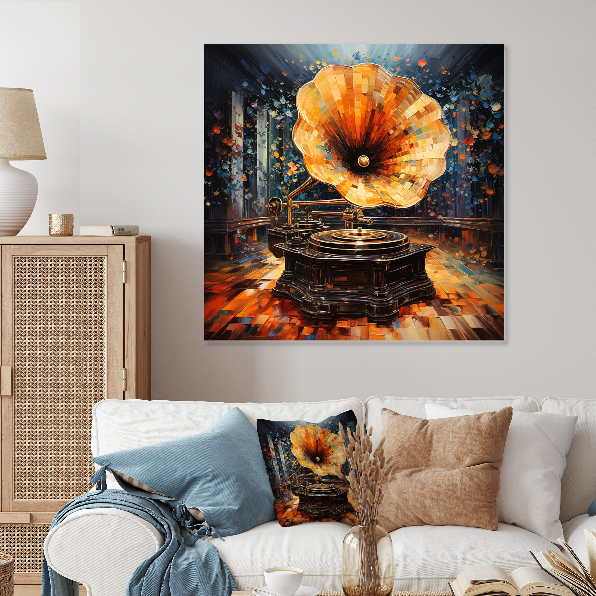 Bay Isle Home™ Gold Phonographs Melodic Echo Pointillism - Music Print ...