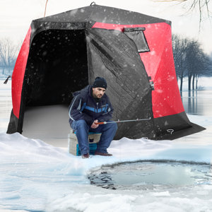 VEVOR 6-8 Person Ourdoor Portable Ice Shelter Pop-Up Ice Fishing Shanty ...