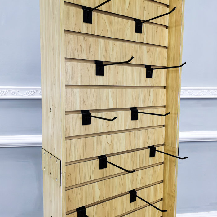 FixtureDisplays Double Sided Slatwall Rotating Display Wood Floor ...