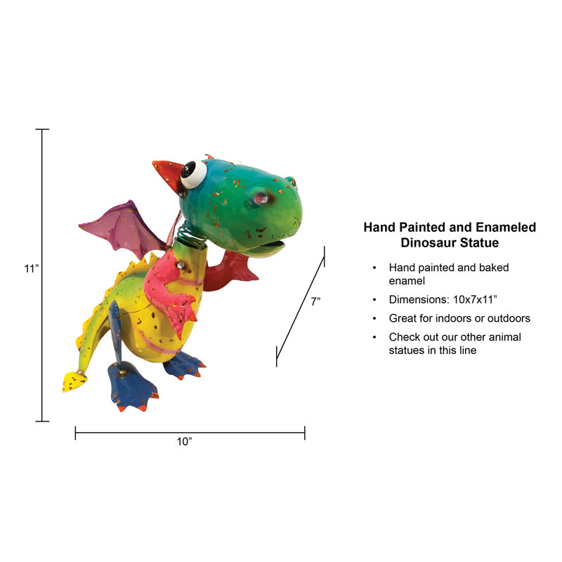 Ebern Designs Boyter Baby Dragon Metal Garden Statue | Wayfair