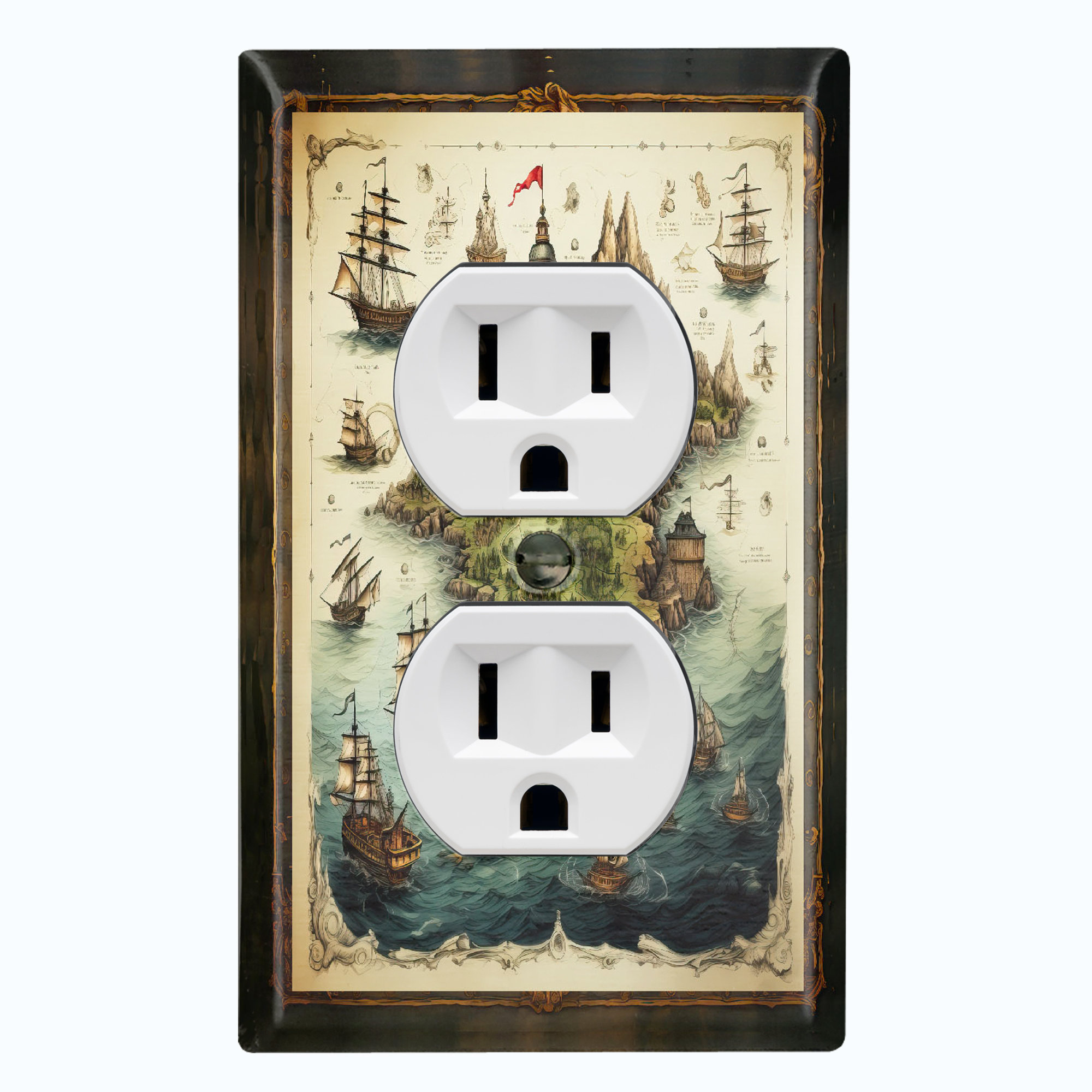 WorldAcc Metal Light Switch Plate Outlet Cover (Ship Travel Castle ...