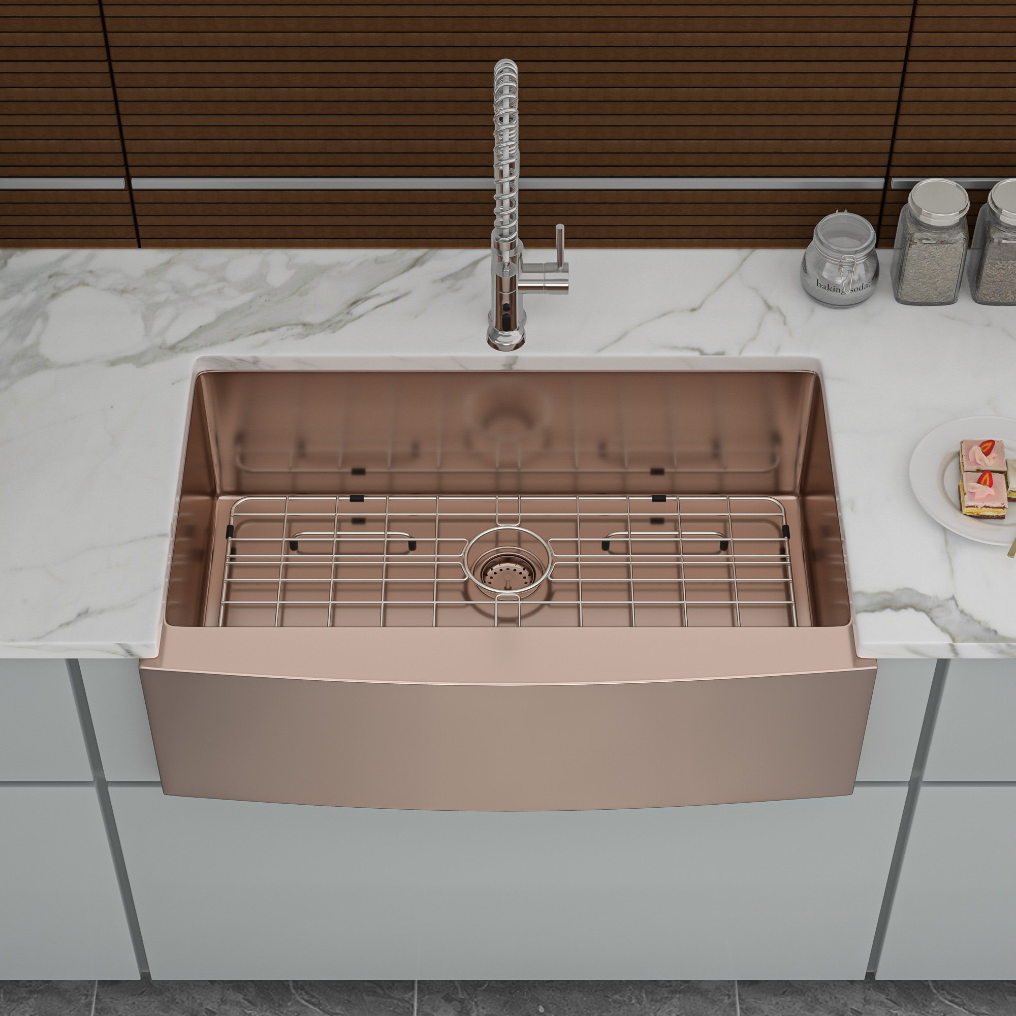 Living Source International 30-Inch Rose Gold Farmhouse Kitchen Sink ...