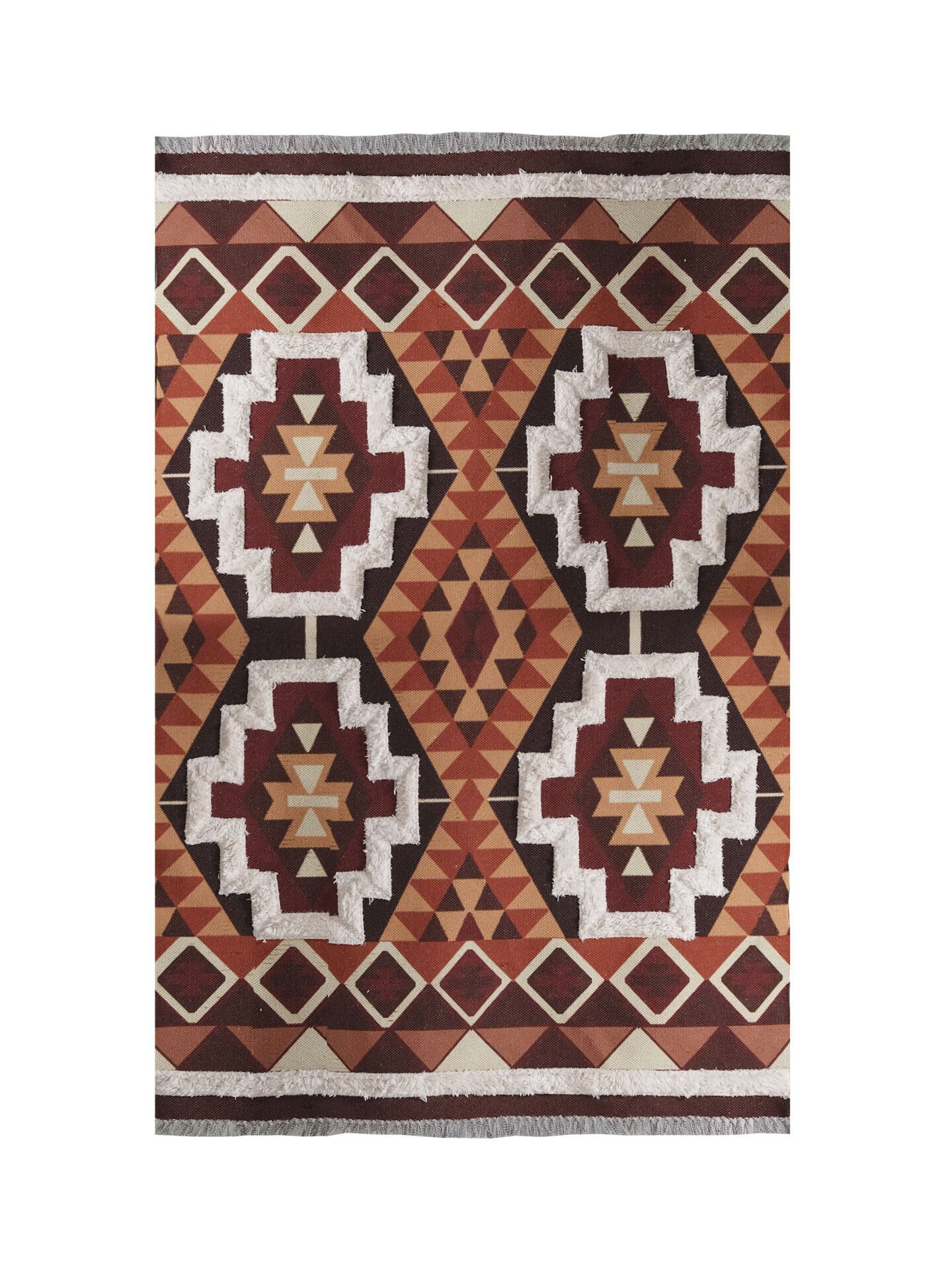 Bungalow Rose Brick Color Multicolor Geometric Ethnic Pattern Rug | Wayfair