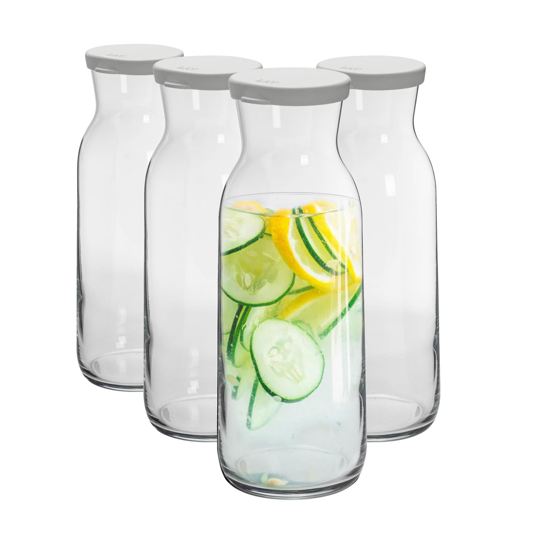 Argon Tableware - Brocca Glass Carafes with Silicone Lids - 1.2 Litre ...