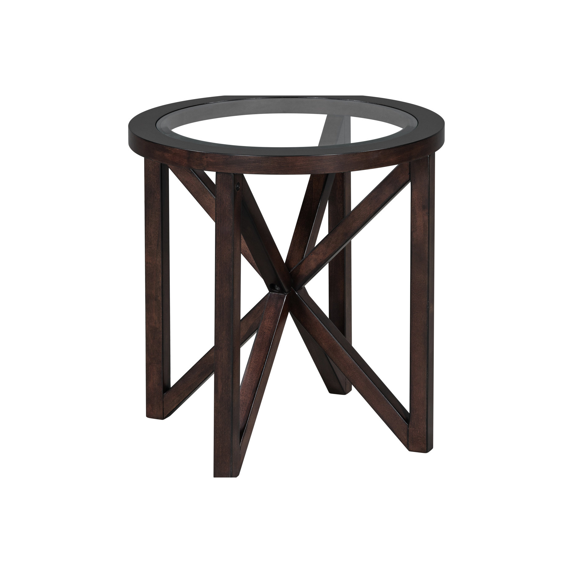 George Oliver Contemporary Round Glass Coffee Table With Unique Poplar ...