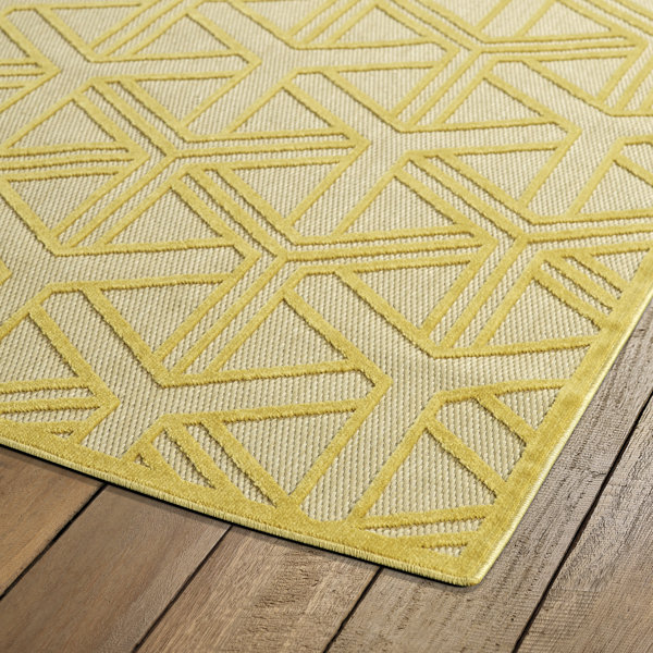 Ebern Designs Domingues Machine Woven Performance Gold Rug & Reviews ...