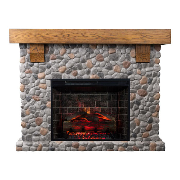 Country Living Glenbrook River Rock Mantel & 28" Firebox CL-2409M-RR-28 ...