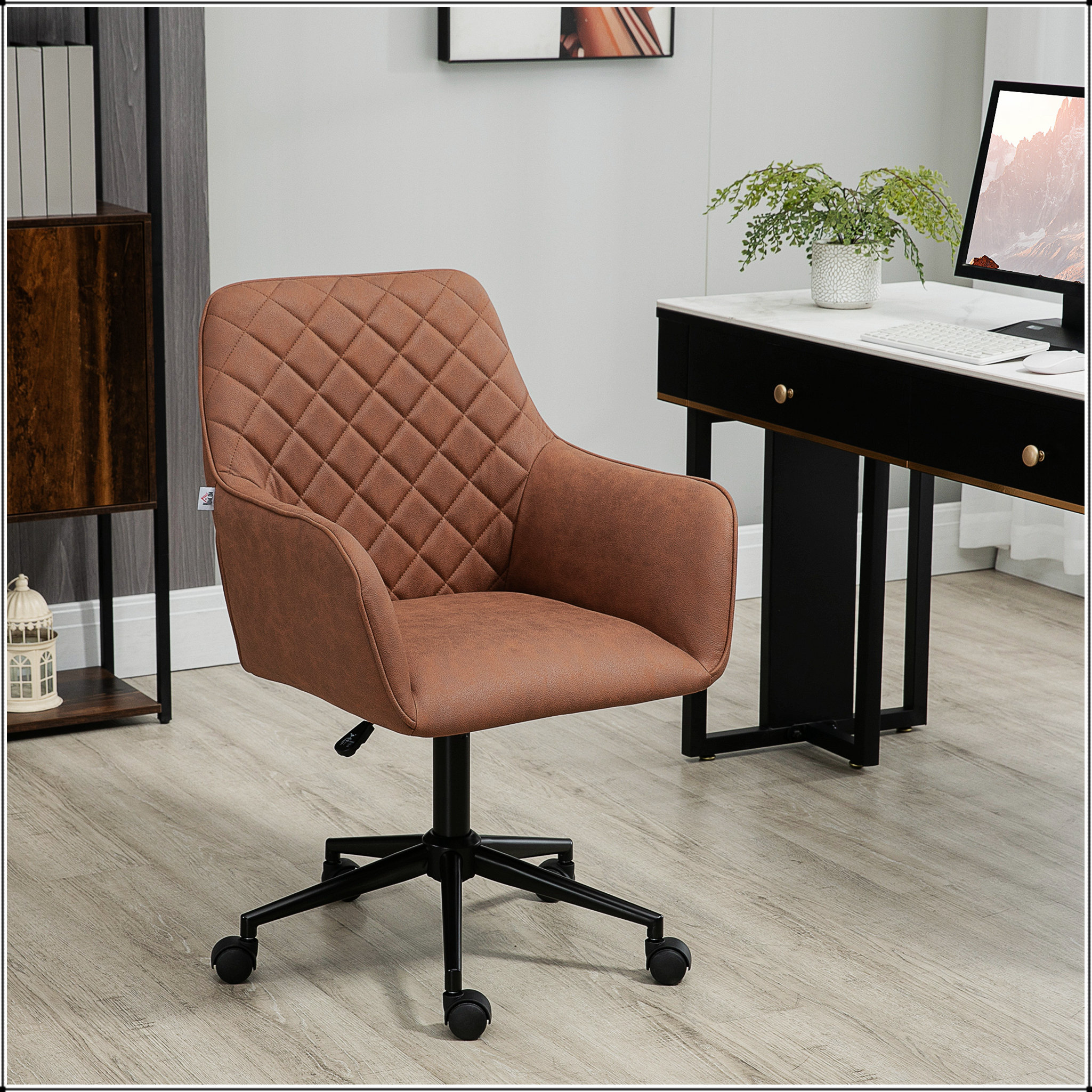 George Oliver Mid Back Modern Home Office Chair Swivel Computer Desk ...
