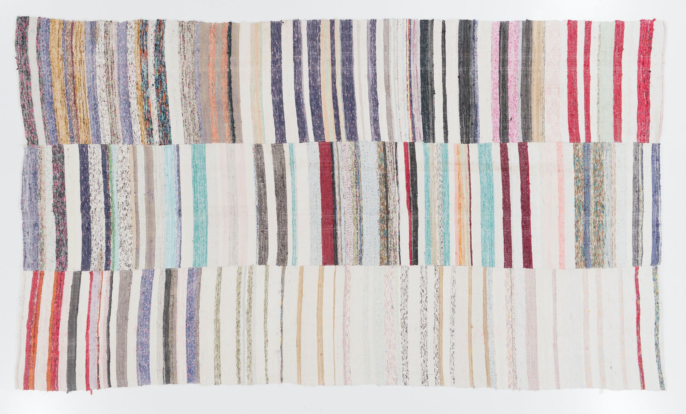 Gracie Oaks 7x12 Ft Lovely Multicolored Striped Kilim. Hand-Woven ...