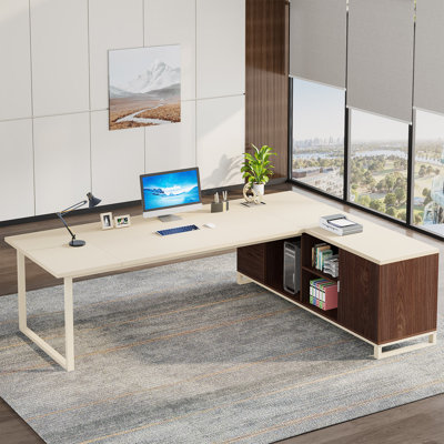 Latitude Run® 63" Large Executive Desk L Shaped Computer Desk with File ...