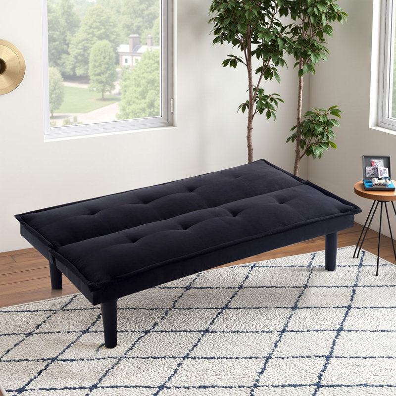 Wade Logan® Arnbert Convertible Futon Sofa Bed, 63″Fabric Futon Couch ...