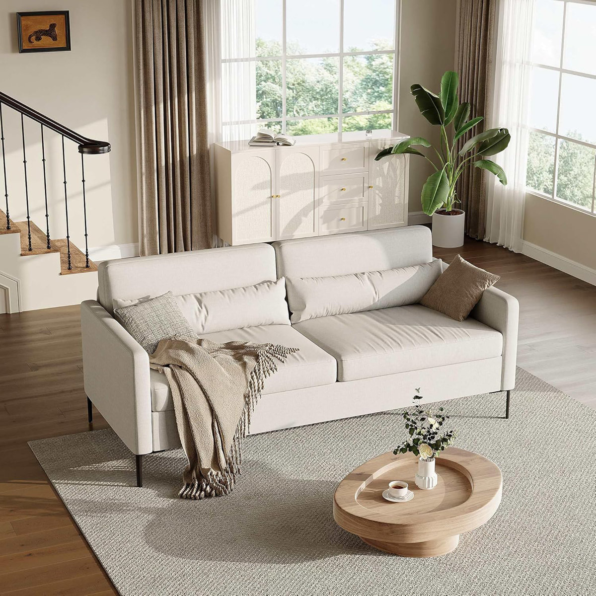 Wrought Studio™ 80 Inch Sofa Couch With Extra Deep Seats, 3 Seater Sofa ...