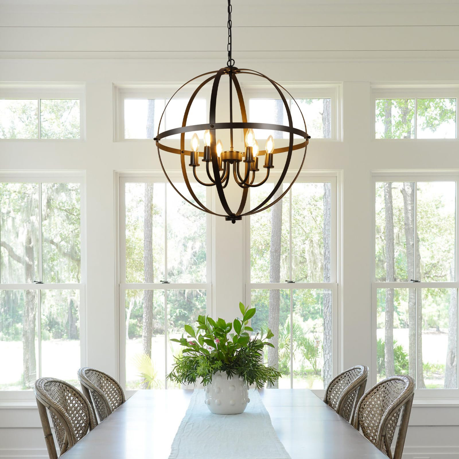 Gracie Oaks 6-Light Globe Pendant Light Fixtures Industrial for kitchen ...
