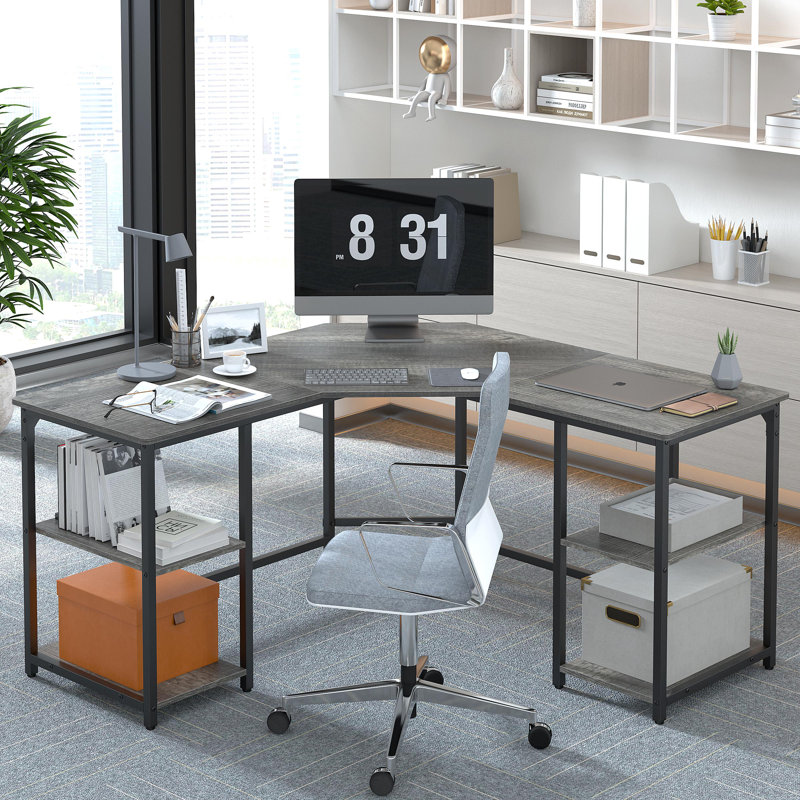 Everly Quinn Haillee L-Shaped Metal Base Desks & Reviews | Wayfair