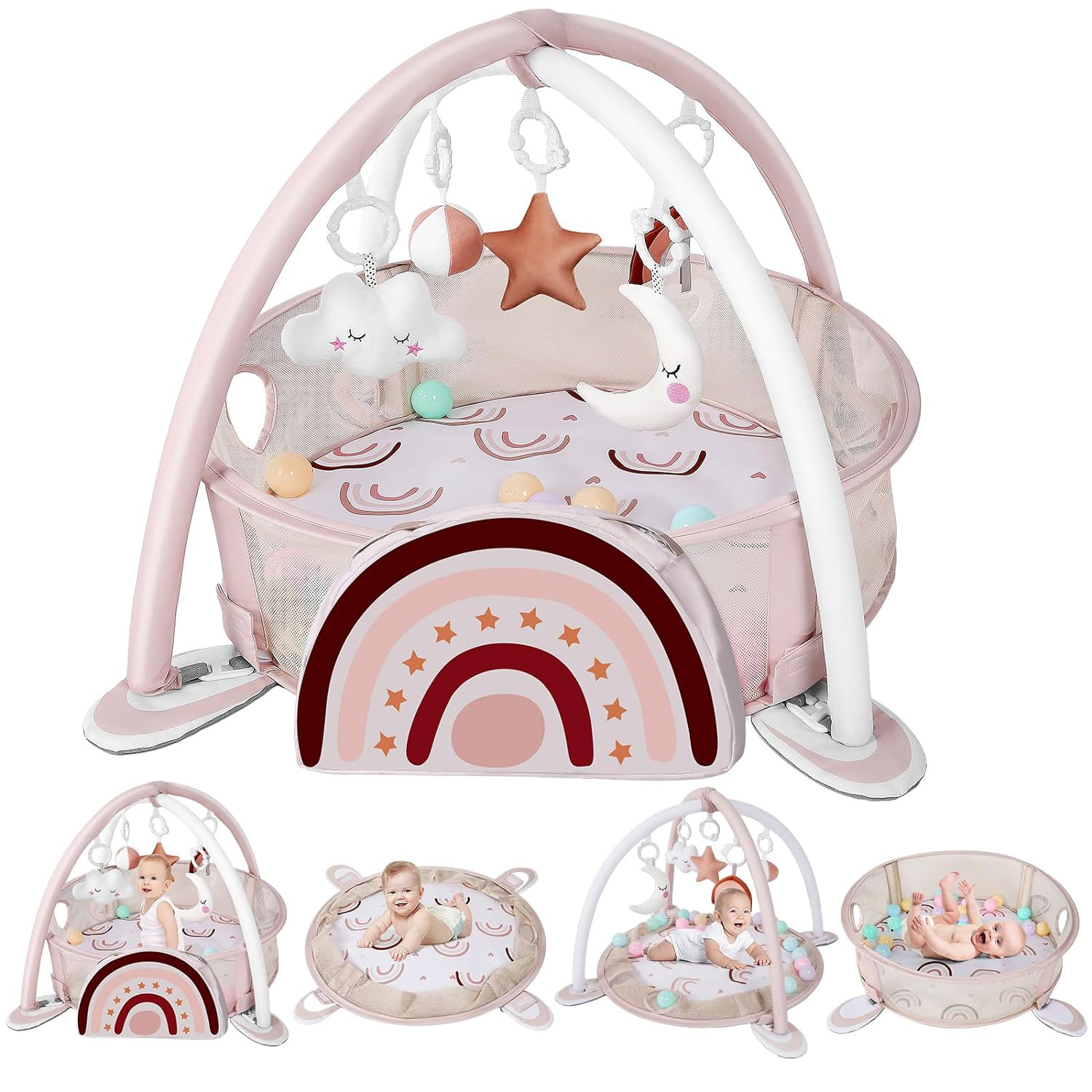dearlomum Rainbow Baby Play Mat Baby Gym,Ball Pit Including 30 with 5 ...