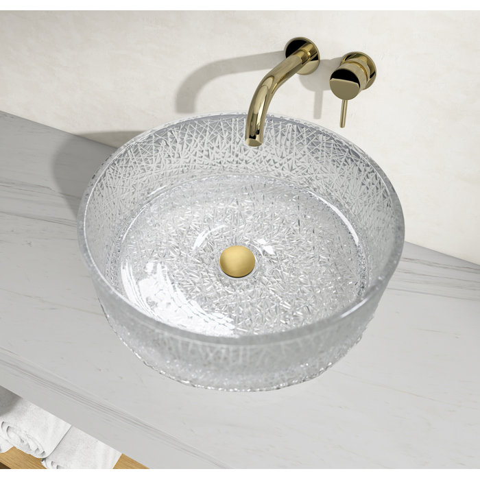 CastelloUSA Stadium 14" Glass Circular Bathroom Vessel Sink - Timeless ...